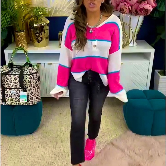 BiBi | Tops | Bibi Whitepinkblue Stripped Top Small | Poshmark